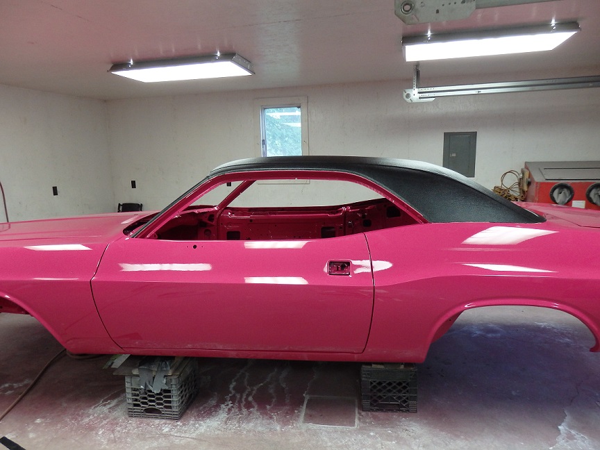 1970 Panther Pink Challenger Restoration - Vinyl Top and Headliner
